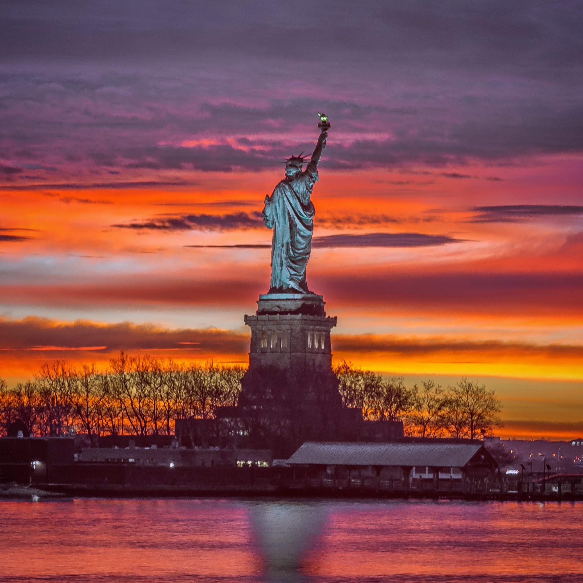 Statue Of Liberty At Sunrise