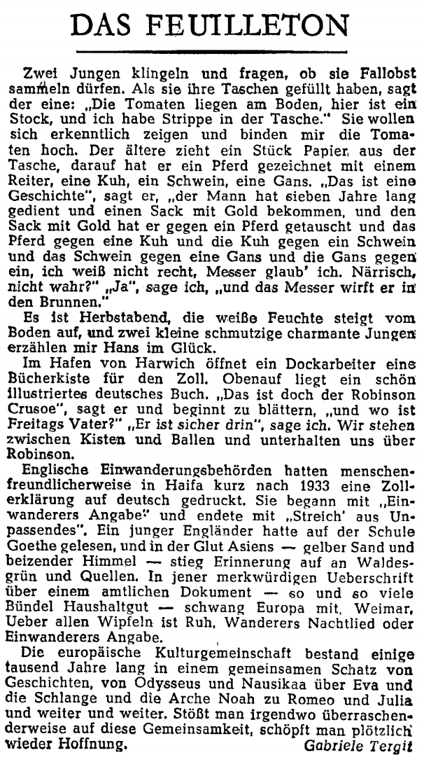 Markus Hesselmann on Twitter: "Gabriele Tergit über „Hetze gegen die Deutschen“, @Tagesspiegel # ...