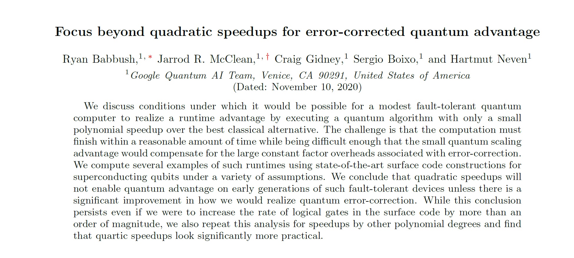 OGAWA, Tadashi on Twitter: "=> "Focus beyond quadratic speedups for error-corrected quantum ...