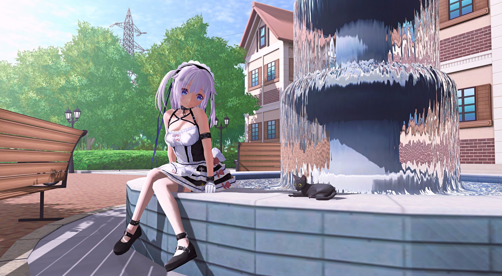 いんちょー@COM3D2用 on Twitter: "RT @Indy_Jone: Fountain and Black Cat 喷水と黒猫 #COM3D2 #CM3D2 #カスタムオーダー ...