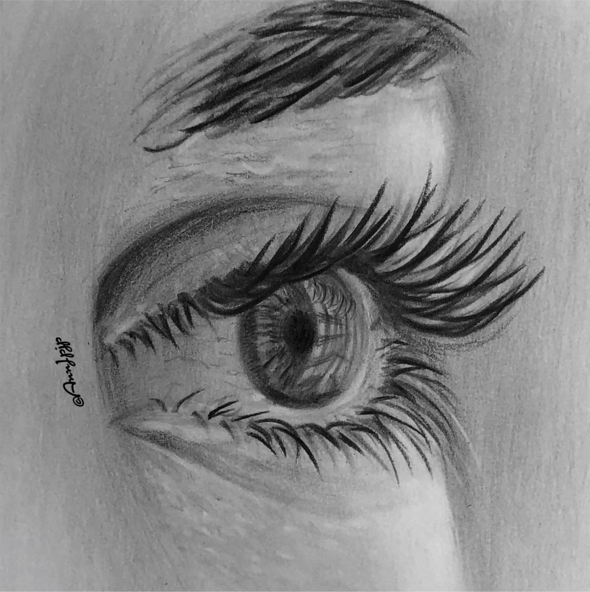 greyscale eye focus monochrome solo eyelashes traditional media looking ...