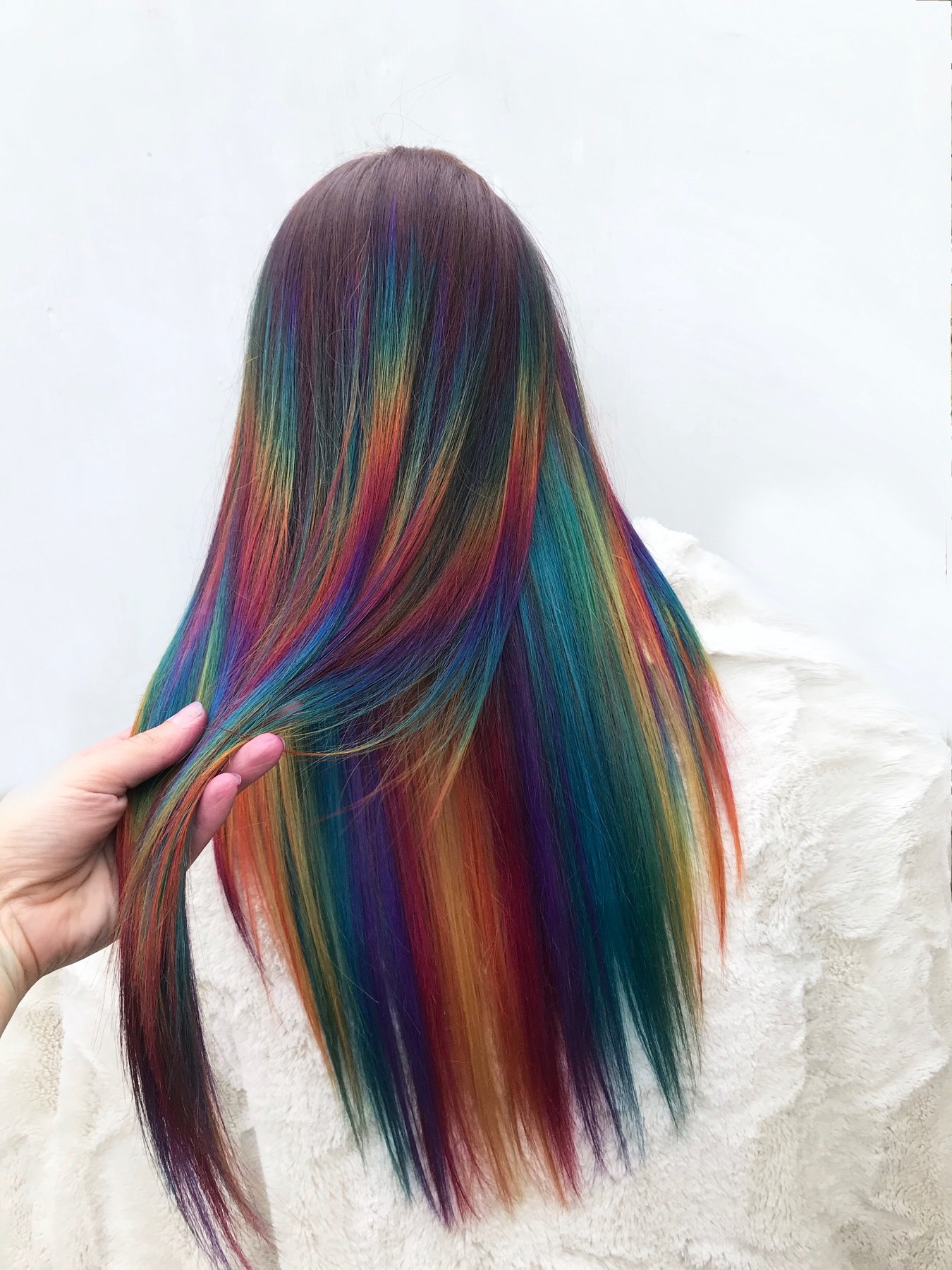 Rainbow Hair Streaks With Black Hair