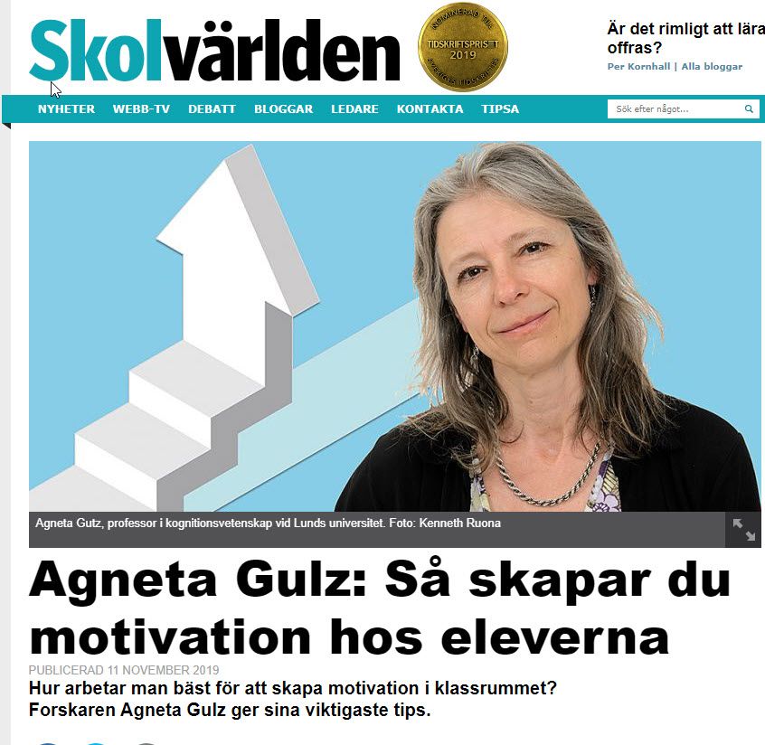 Kent Lundgren on Twitter: "Agneta Gulz (2019) "Så skapar du motivation hos eleverna - Hur ...