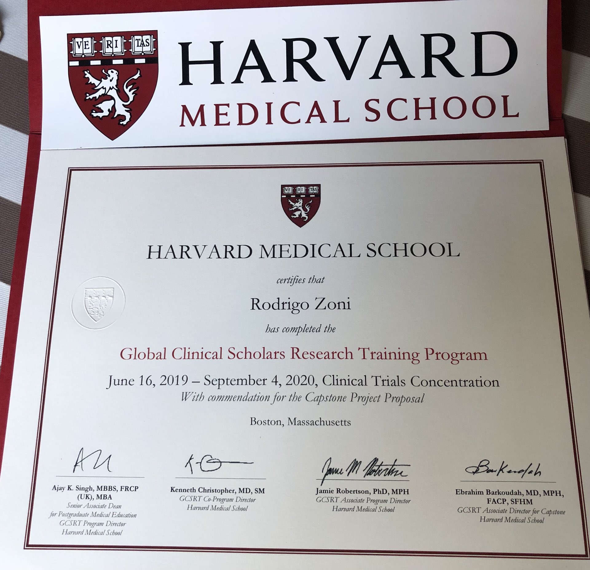 Harvard Medical Degree Certificate