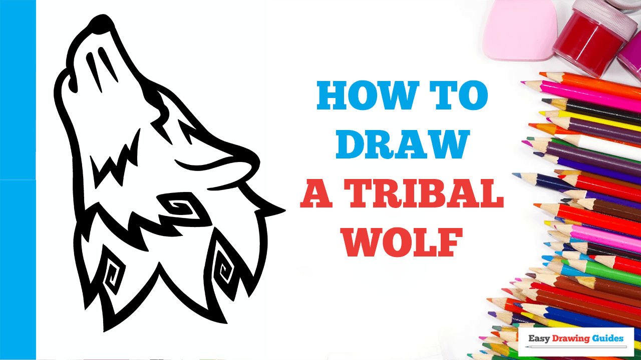 Easy Tribal Wolf Drawing