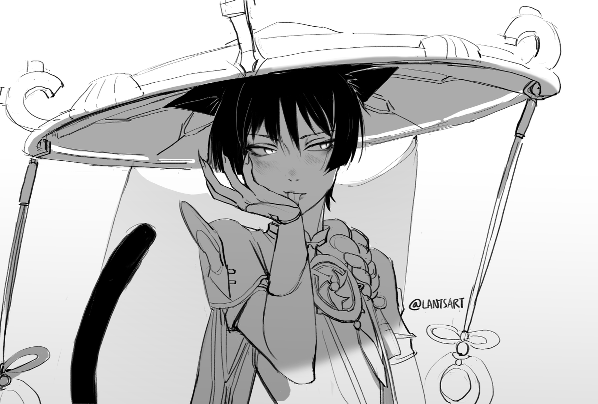 「Hi, yes, here is your order of catboy Scaramouche with fries」Lantの漫画