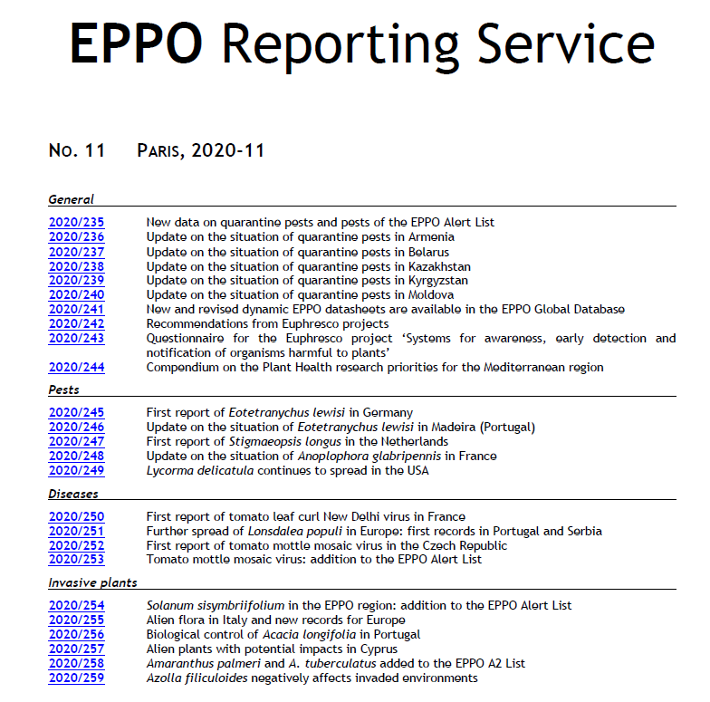EPPO Reporting Service