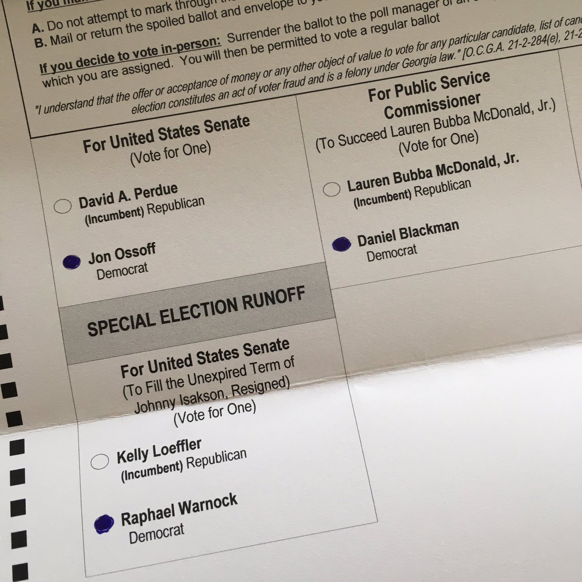 Voting by mail? Be sure to use Blue circle or Black circle ink. Darken ...