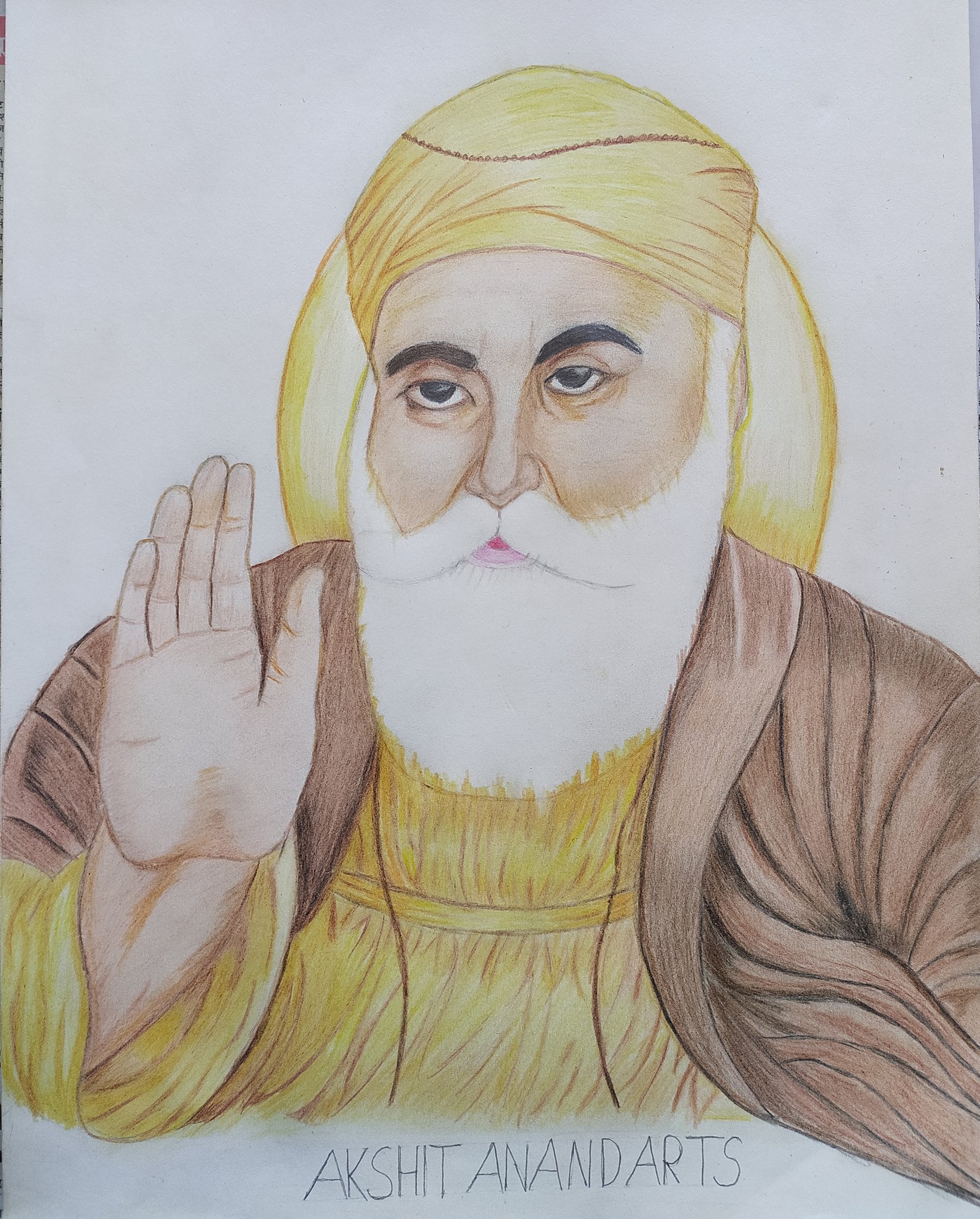 Guru Nanak Dev Ji Colour Sketch