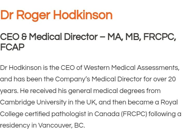 My word, we have another hero. Canadian and UK Doctor, Roger Hodkinson ...