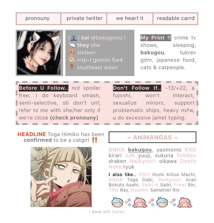 Carrd Helper 🐮 on Twitter: "[🐕] a tutorial on how to make this simple one page carrd 🔗 https://t ...