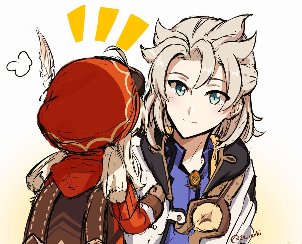 Albedo + Klee art by RenkiP ② 🐥 on Twitter : r/Albedomains