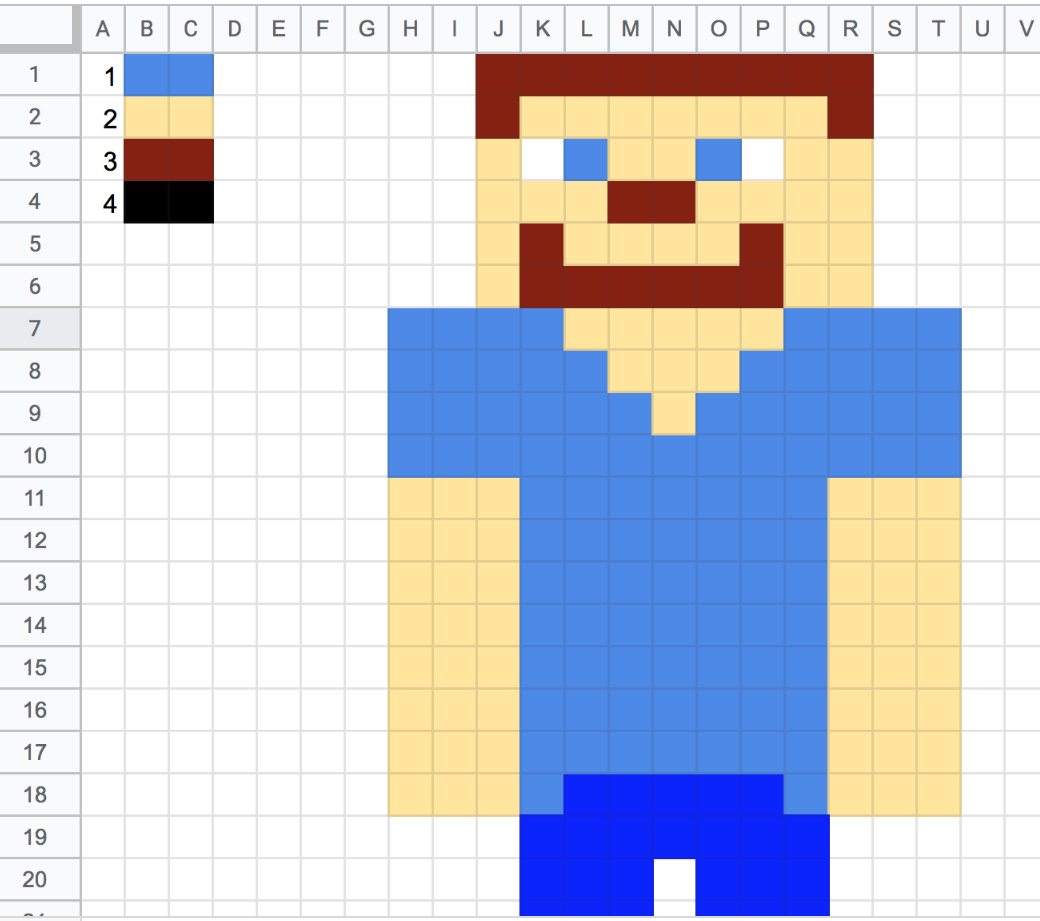 Steve Pixel Art Grid