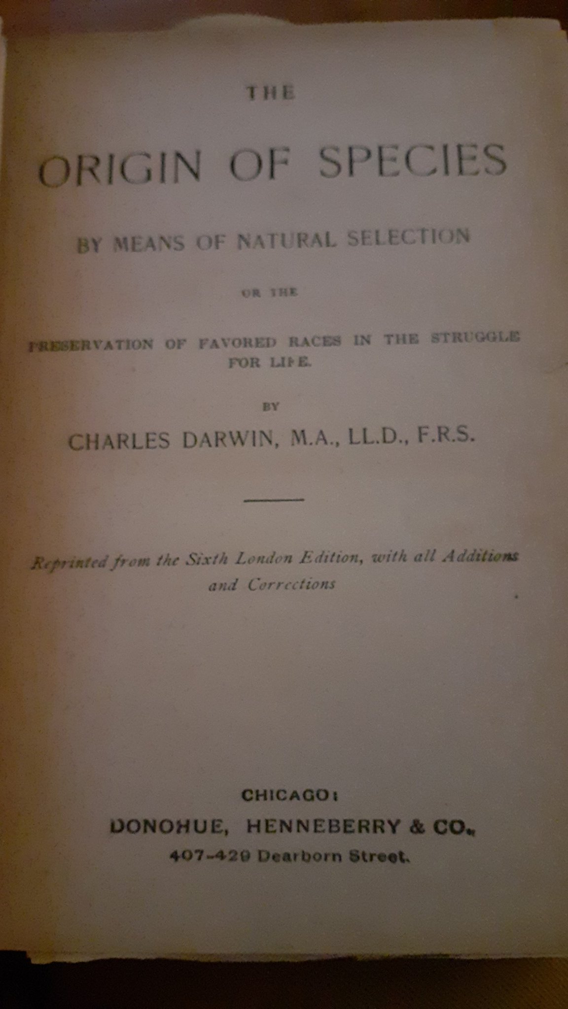 Origin Of Species Full Title