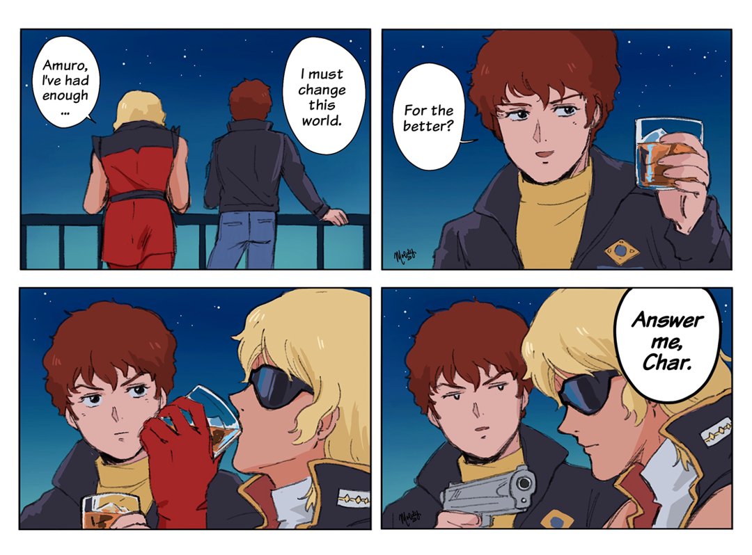 「amuro and char have a talk on earth #amuroray #charaznable 」Moldyの漫画