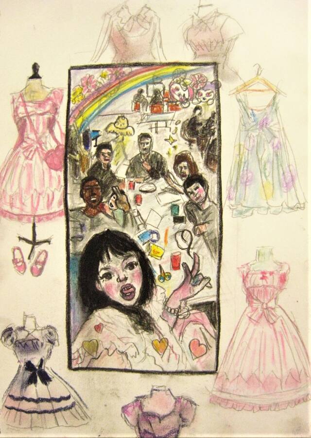 「party(パーティー)・・@the_sick_rose さんの写真からコラージュ画を描きました。#drawing #i」KENJIの漫画