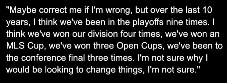 [Shaun Goodwin] If you’re ever curious if Peter Vermes plans to change ...