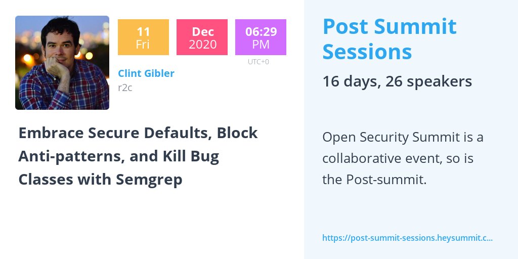 Clint Gibler on Twitter: "Want to learn how to 🛑 block anti-patterns & 🐛 kill bug classes by 🛡️ ...