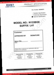 Datasheet: Panel CHIMEI INNOLUX N133BGE L41 1 - Manual PDF Download / Twitter