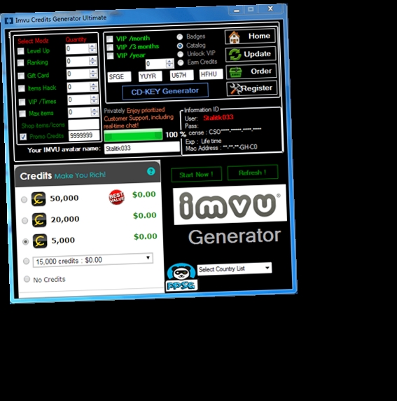 imvu hack codes / Twitter