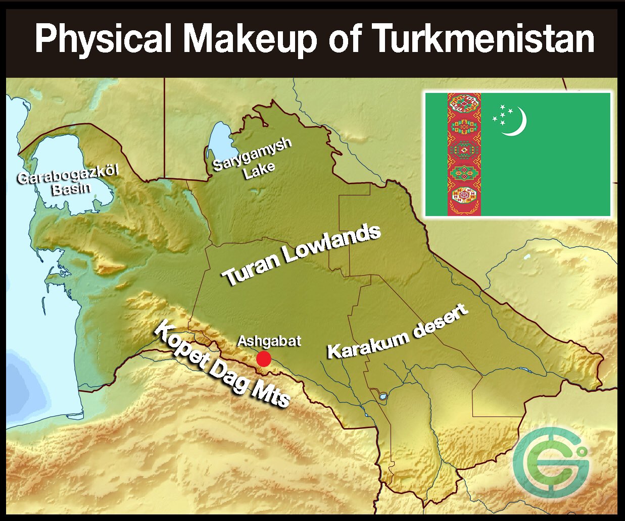Karakum Desert Physical Map