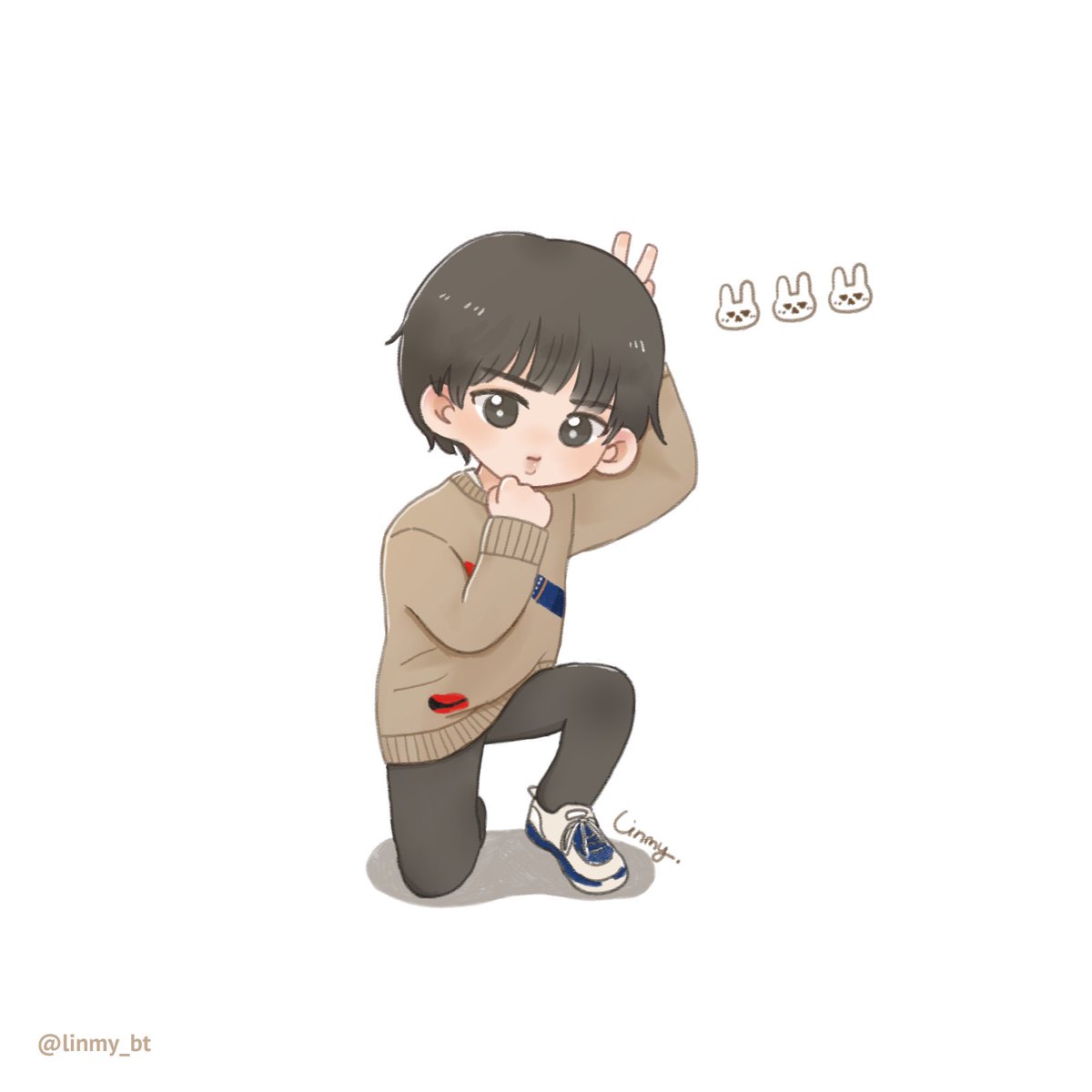 「A chic, shy, sad rabbit.jpg🐰 RUN BTS! E」|🐟Linmy(slow)🐟のイラスト