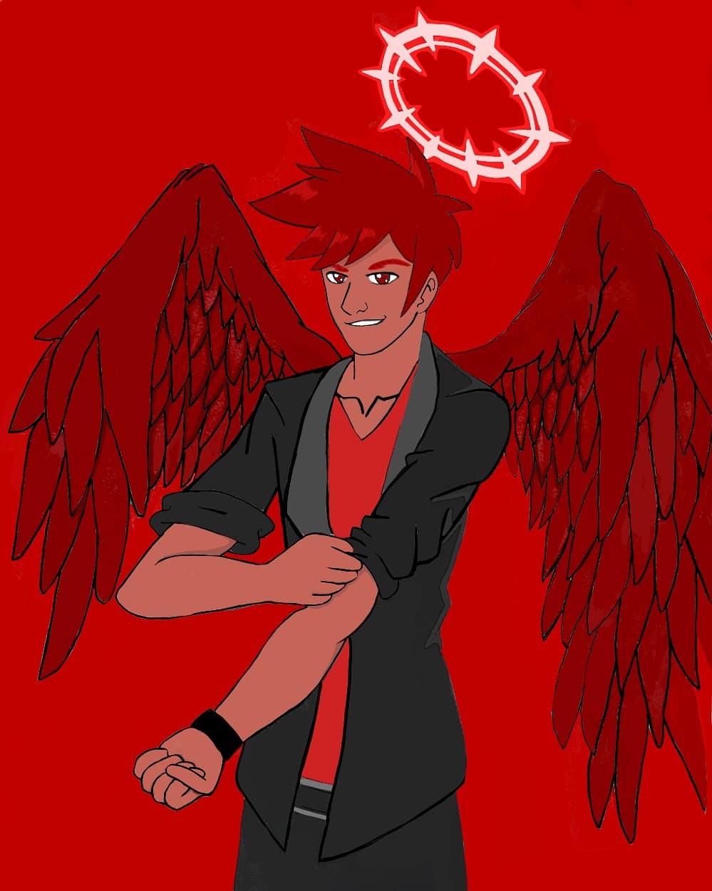 Anime Guy With Red Wings