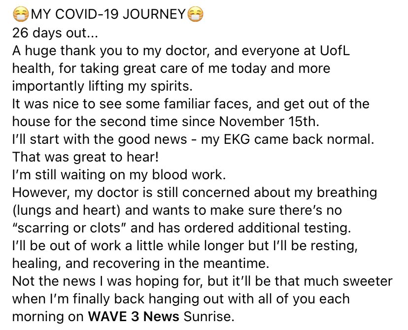 Lauren Jones on Twitter: "😷MY COVID-19 JOURNEY😷 - 26 days out and a ...