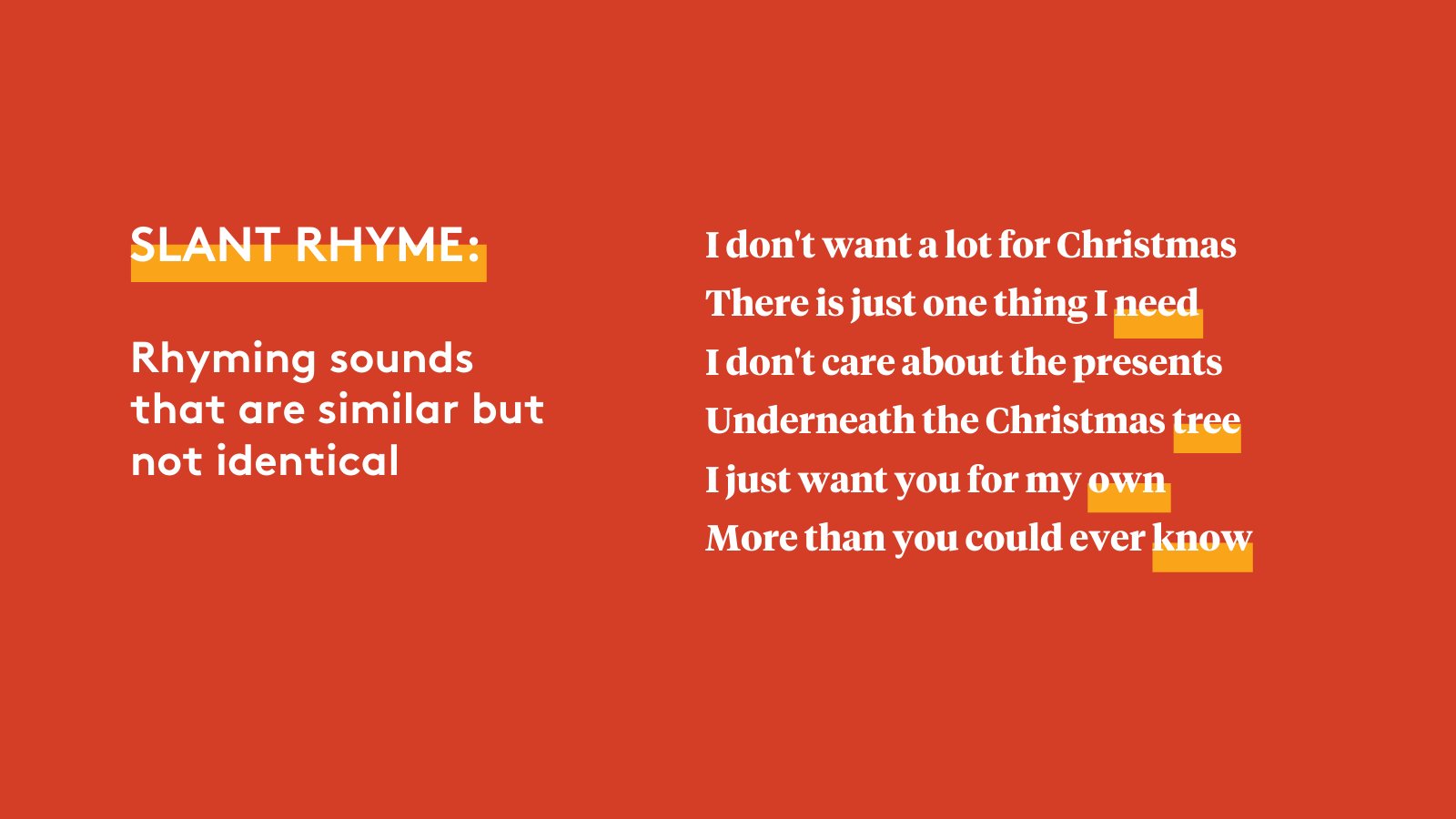 Examples Of Slant Rhyme Sound Devices. Rhyme Scheme Repetition Or