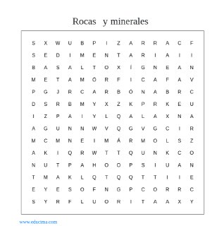 Sopa De Letras Sobre Minerales Sopa De Letras. Ficha Interactiva