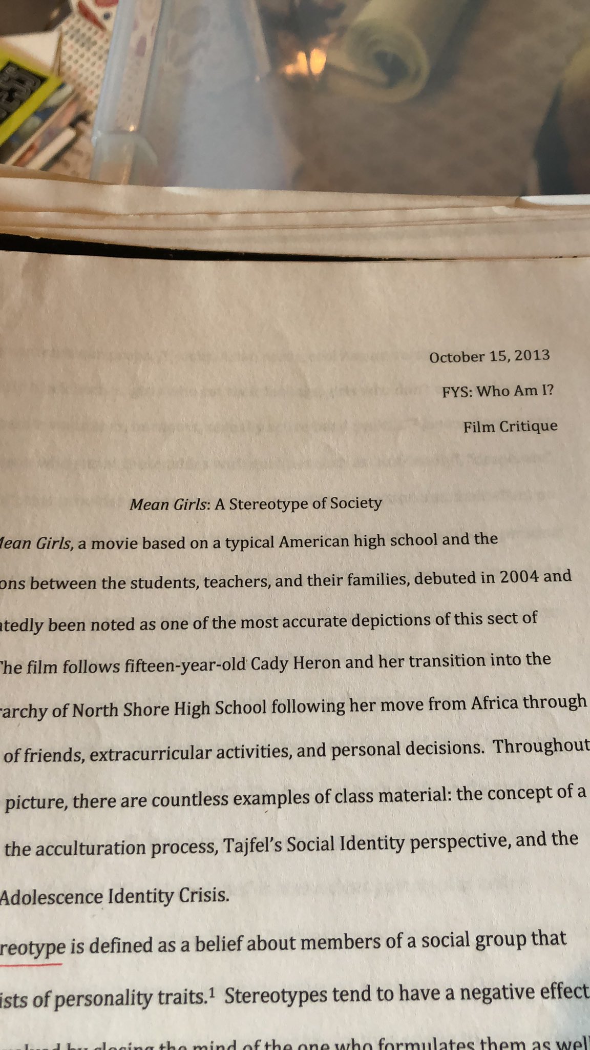 Freshman Stereotypes