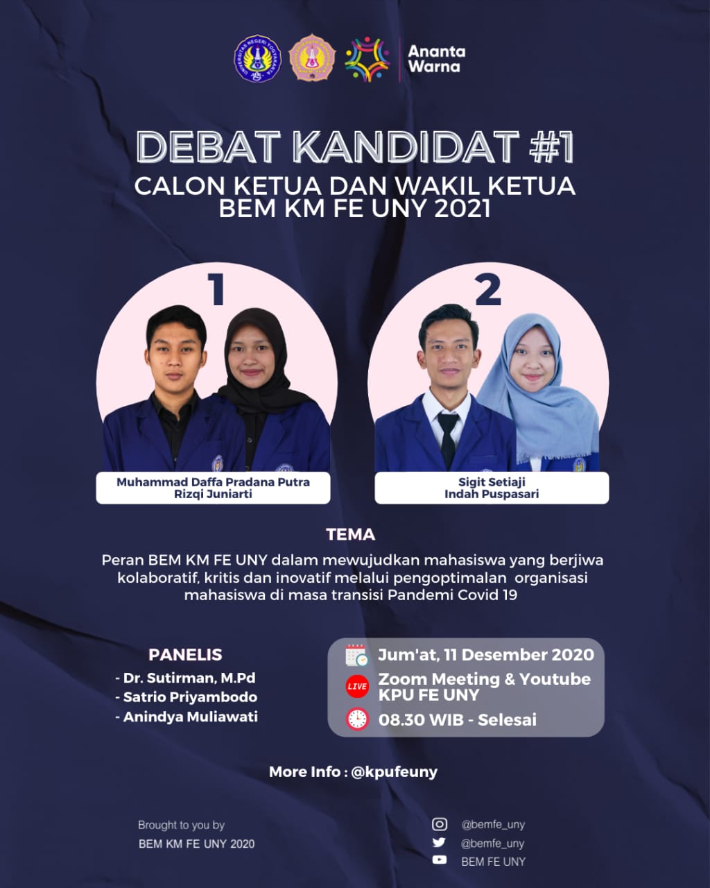 BEM FE UNY on Twitter: "[DEBAT KANDIDAT #1 CALON KETUA dan WAKIL KETUA BEM KM FE UNY tahun 2021 ...