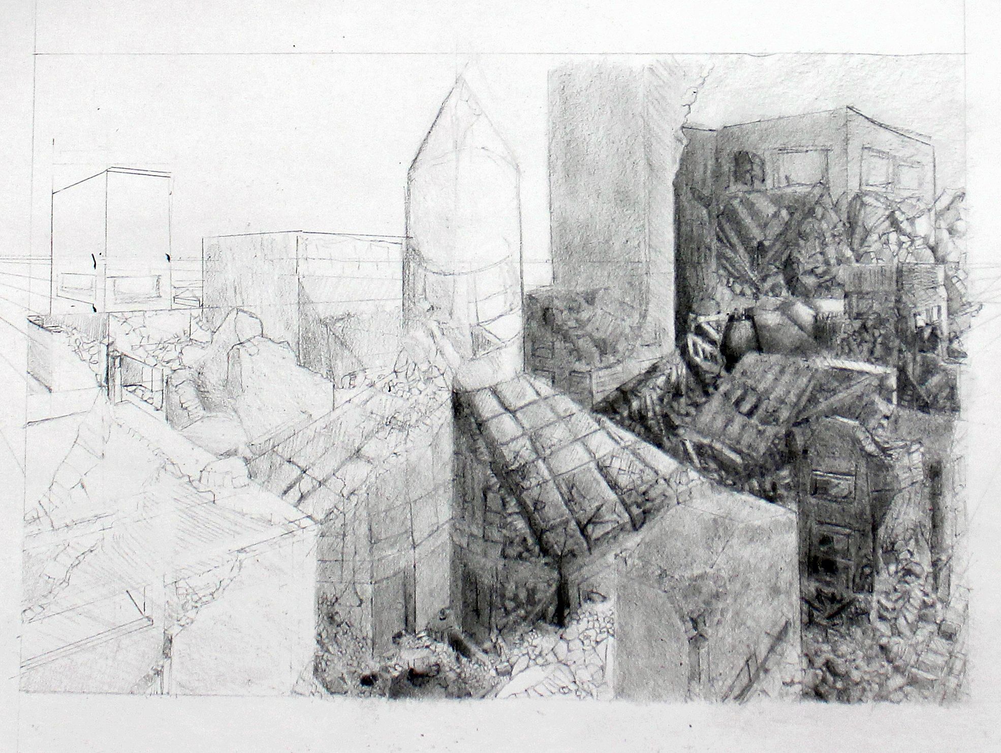 Destroyed City Drawing