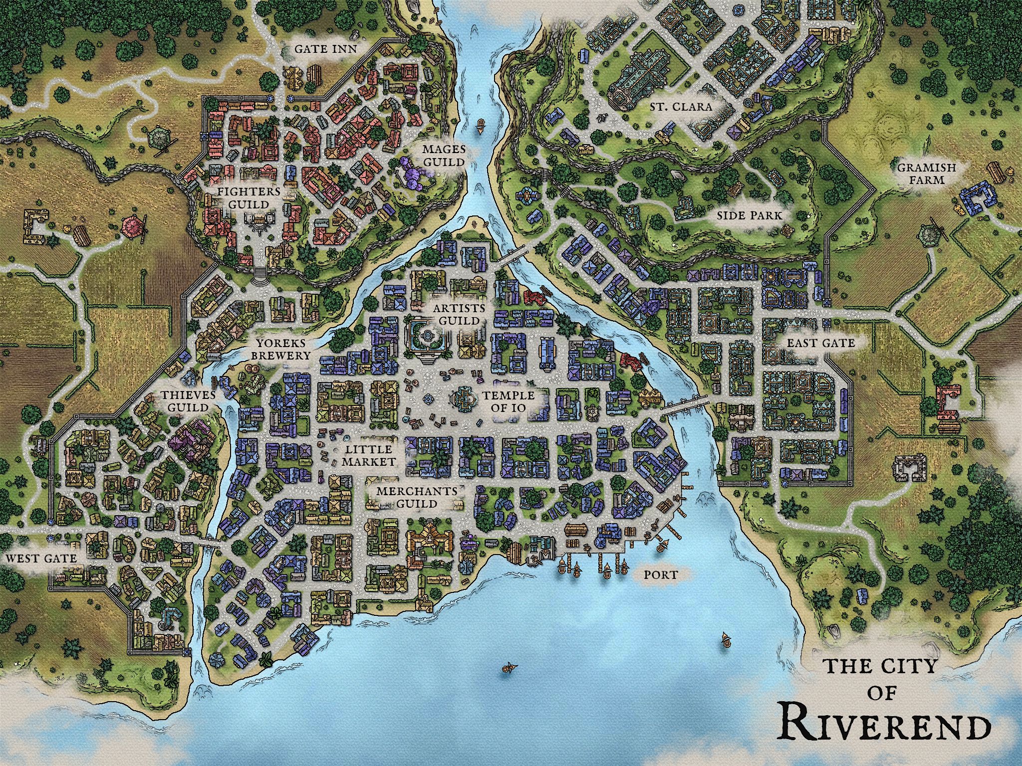 Watercolor City Map