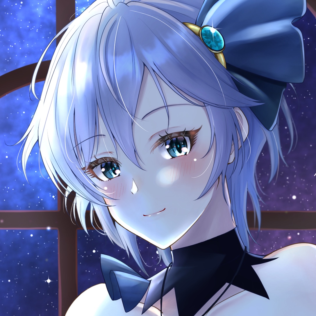 anastasia (idolmaster) 1girl solo star (sky) starry sky smile blue eyes ...