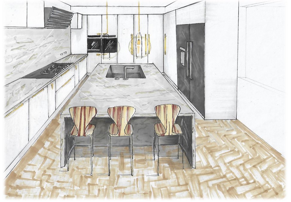 Kitchen Perspective Drawing