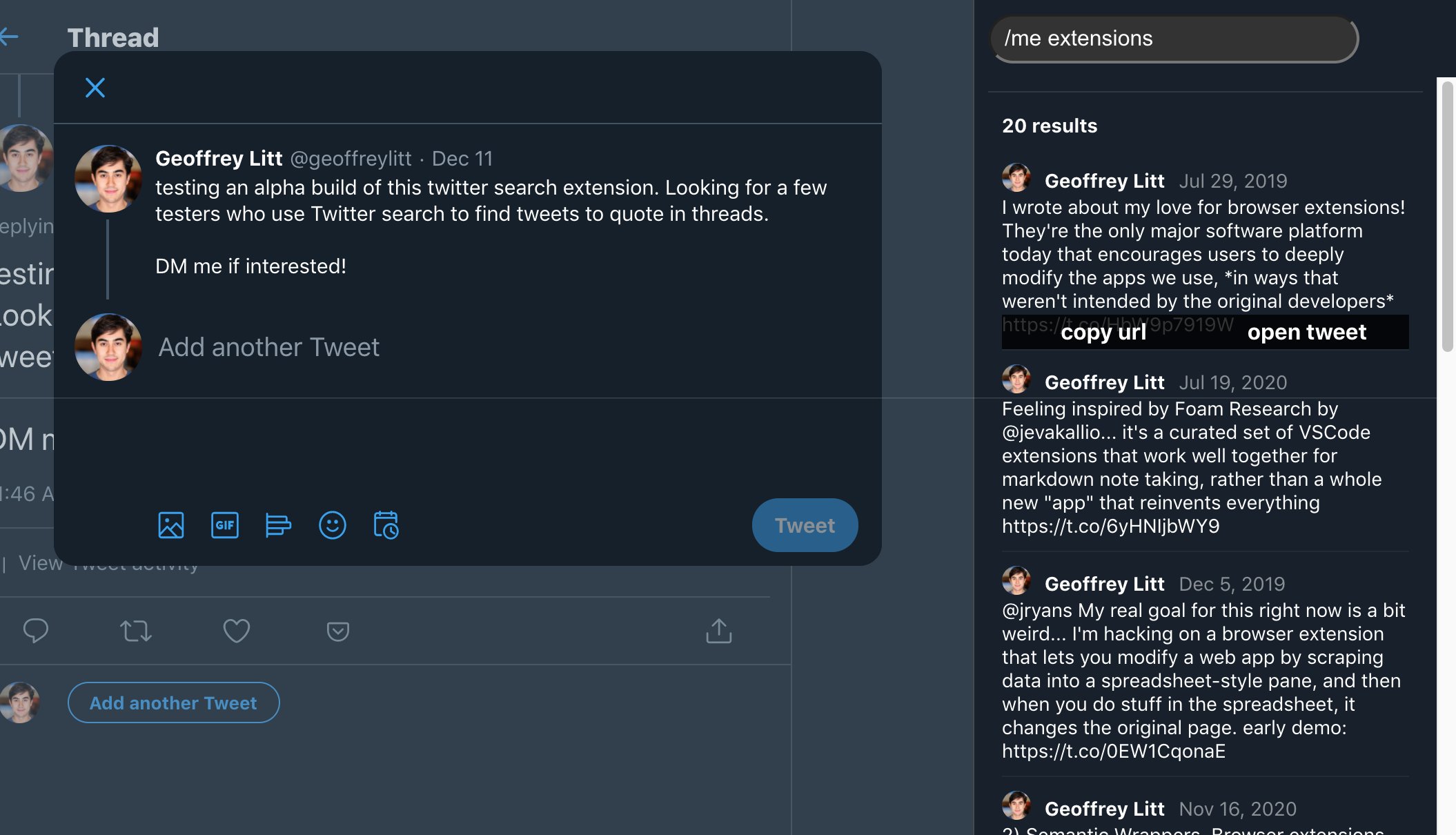 Geoffrey Litt on Twitter: "Some news: my side project browser extension @TwemexApp is being ...