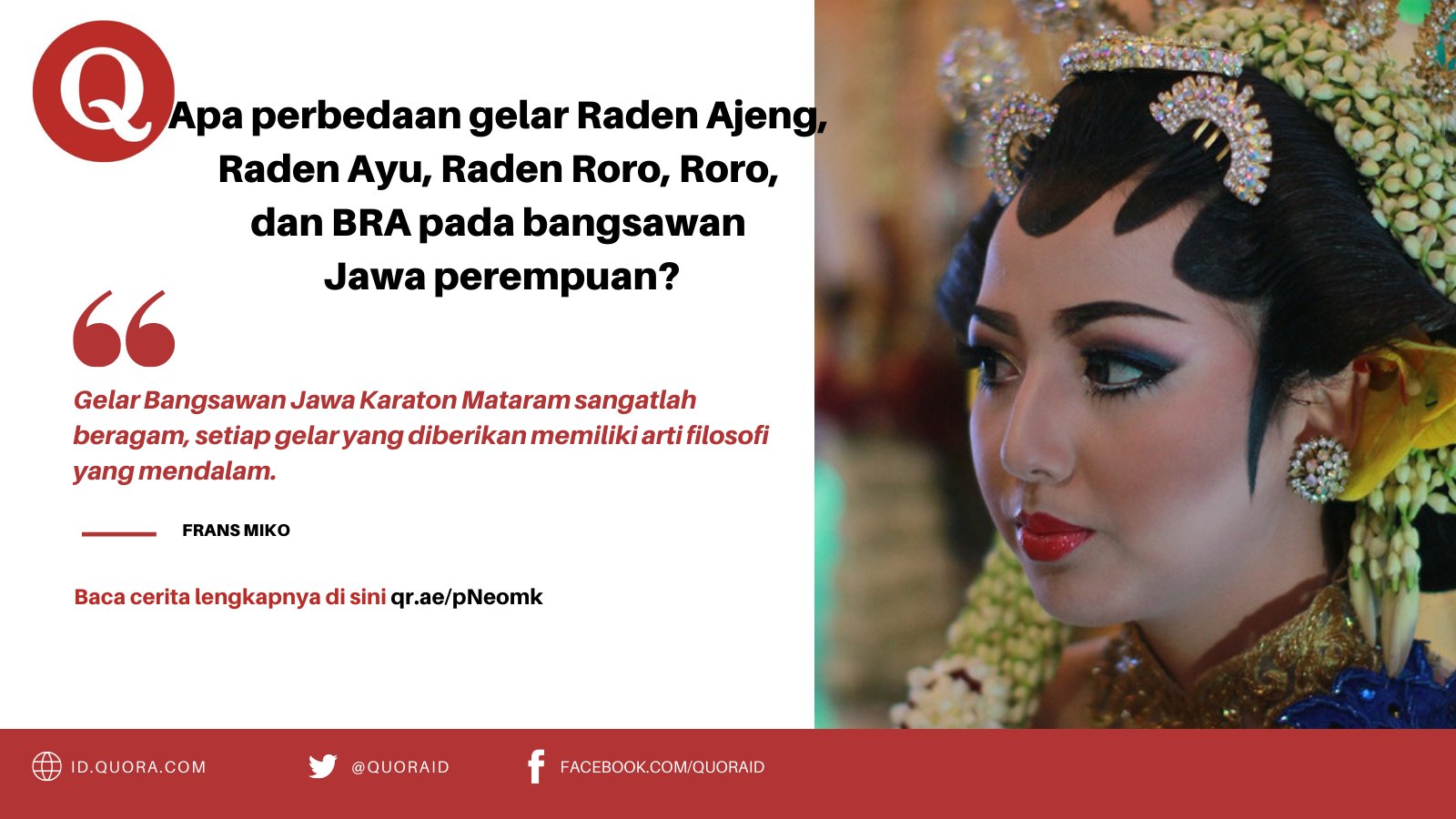 Quora di Indonesia on Twitter: "Apa perbedaan gelar Raden Ajeng, Raden Ayu, Raden Roro, Roro ...