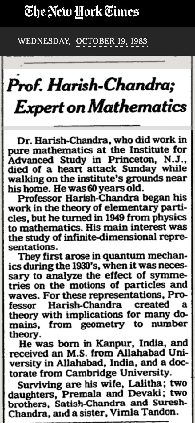 Harish Chandra Mathematician
