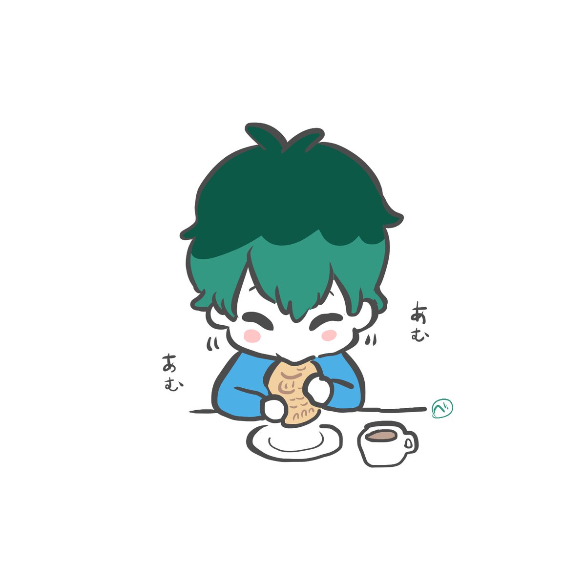 midoriya izuku 1boy food male focus green hair cup closed eyes eating ...