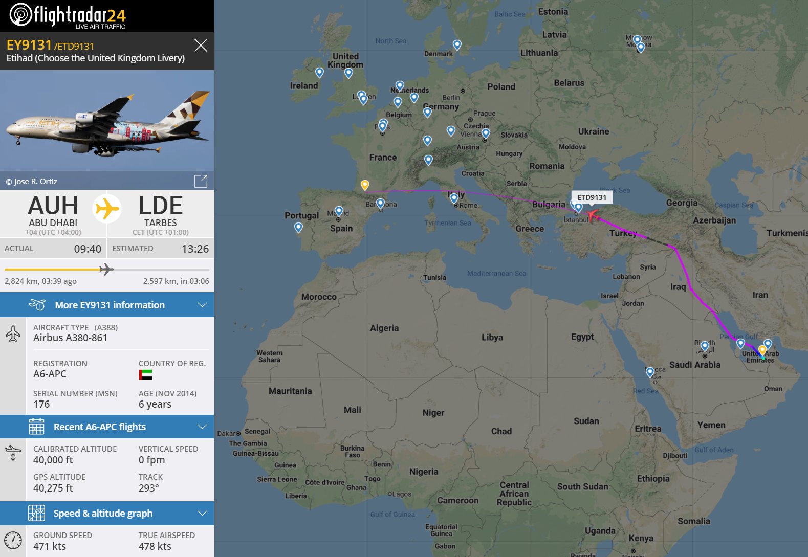 Etihad Airways A380 Routes