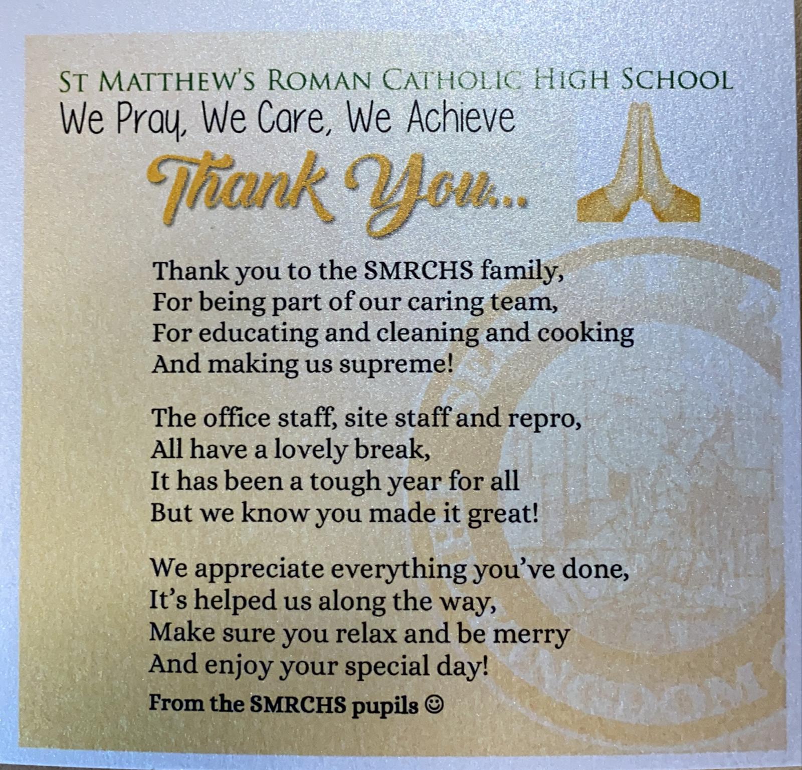 Thank You Staff Poems