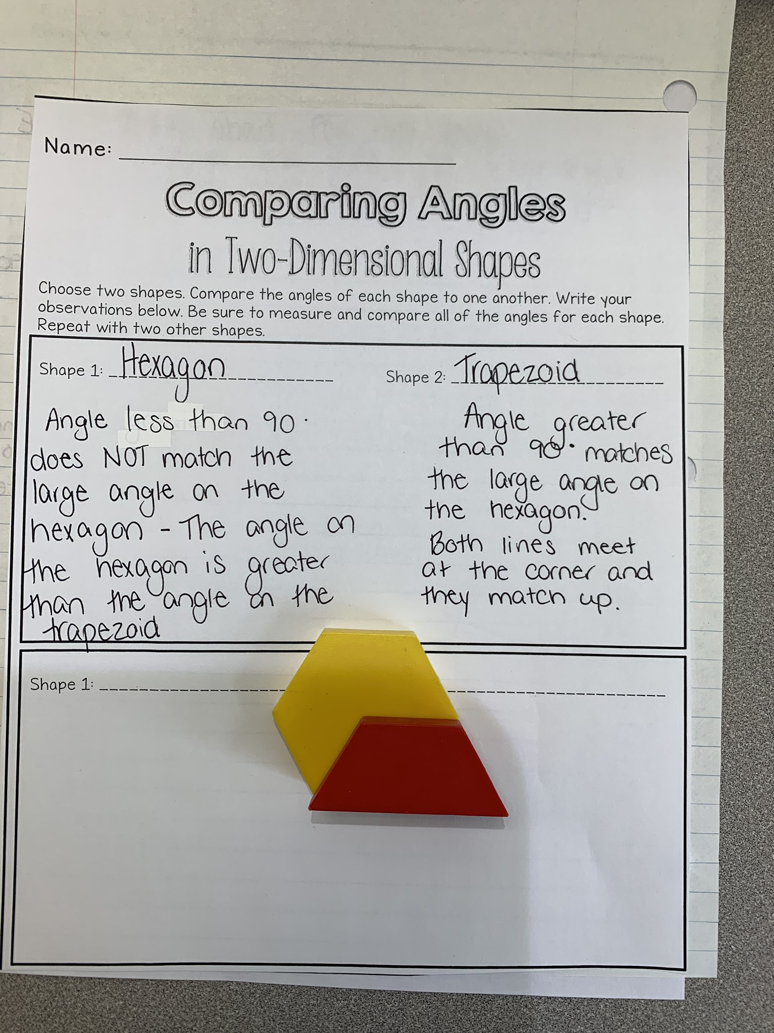 Pattern Block Angles Worksheets