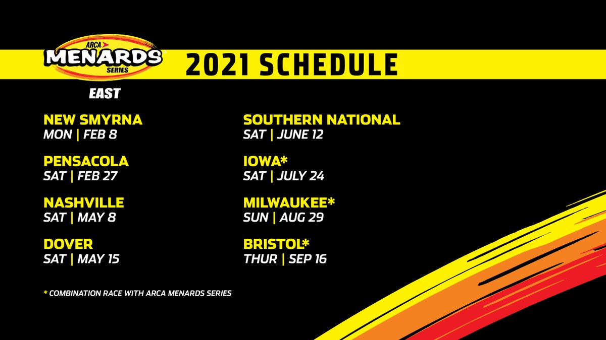 2021 ARCA Menards Series East Schedule : r/NASCAR