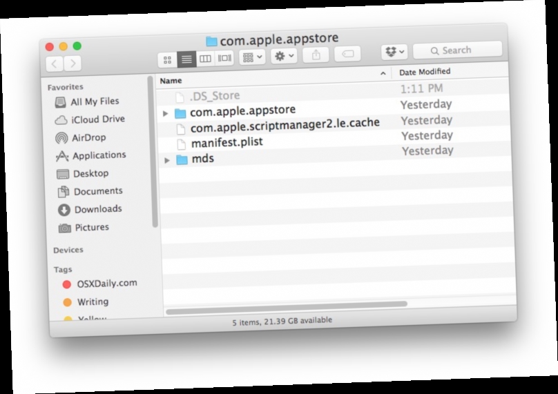 mac os x app store temp download location / Twitter