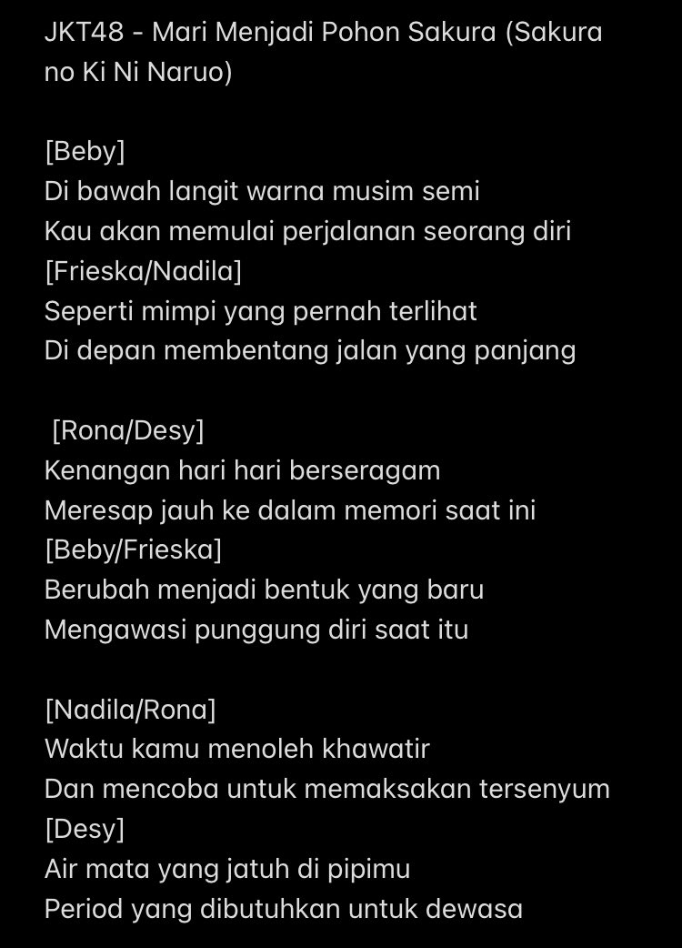 Lirik Lagu Jkt 48