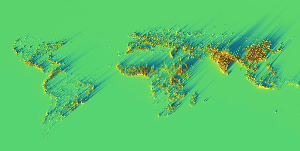 World Population Density 3d 107 World Population Density Map Stock