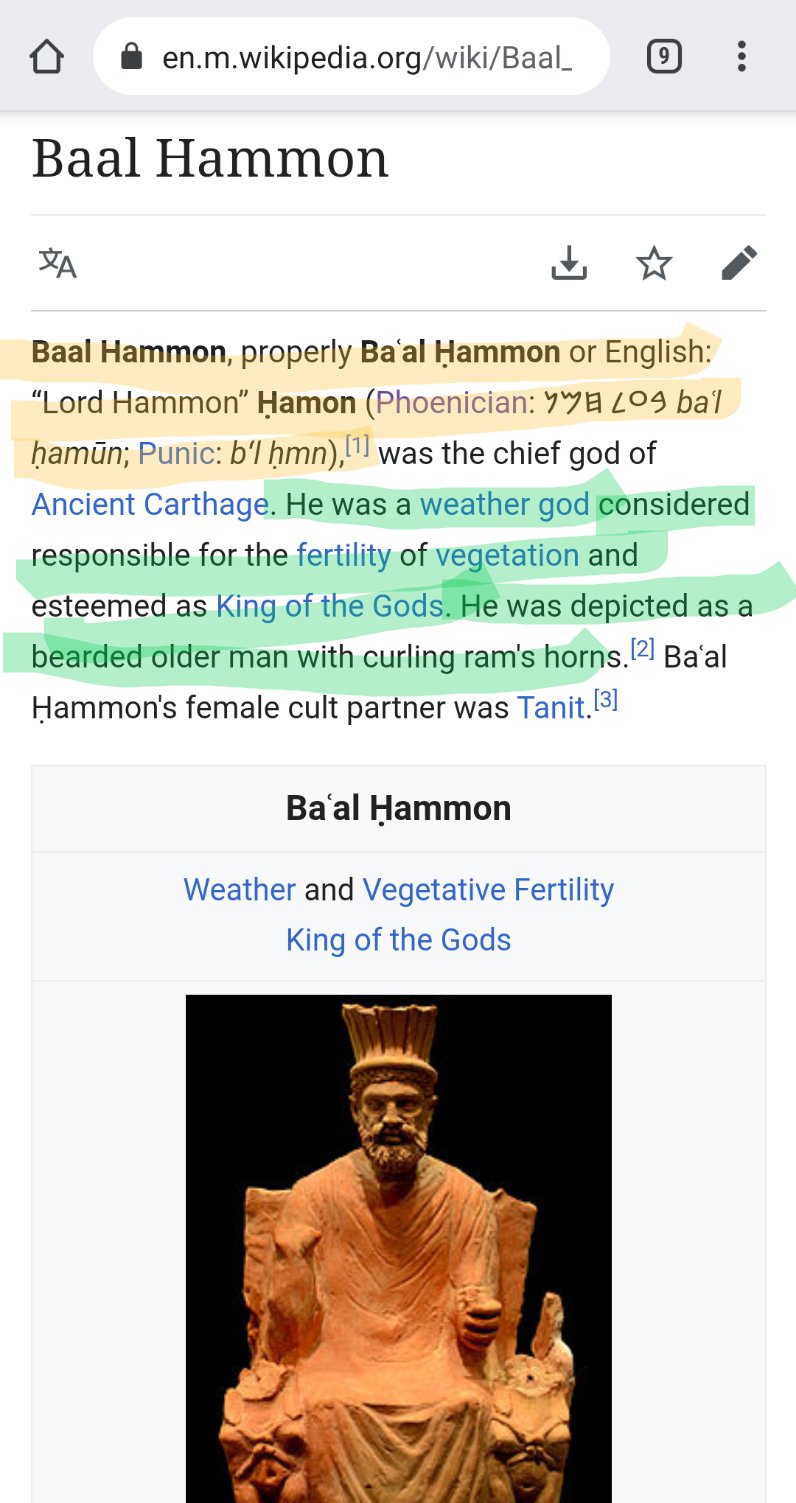Statue Of Baal Hammon The Chief God Of Carthage The Baal Hammon