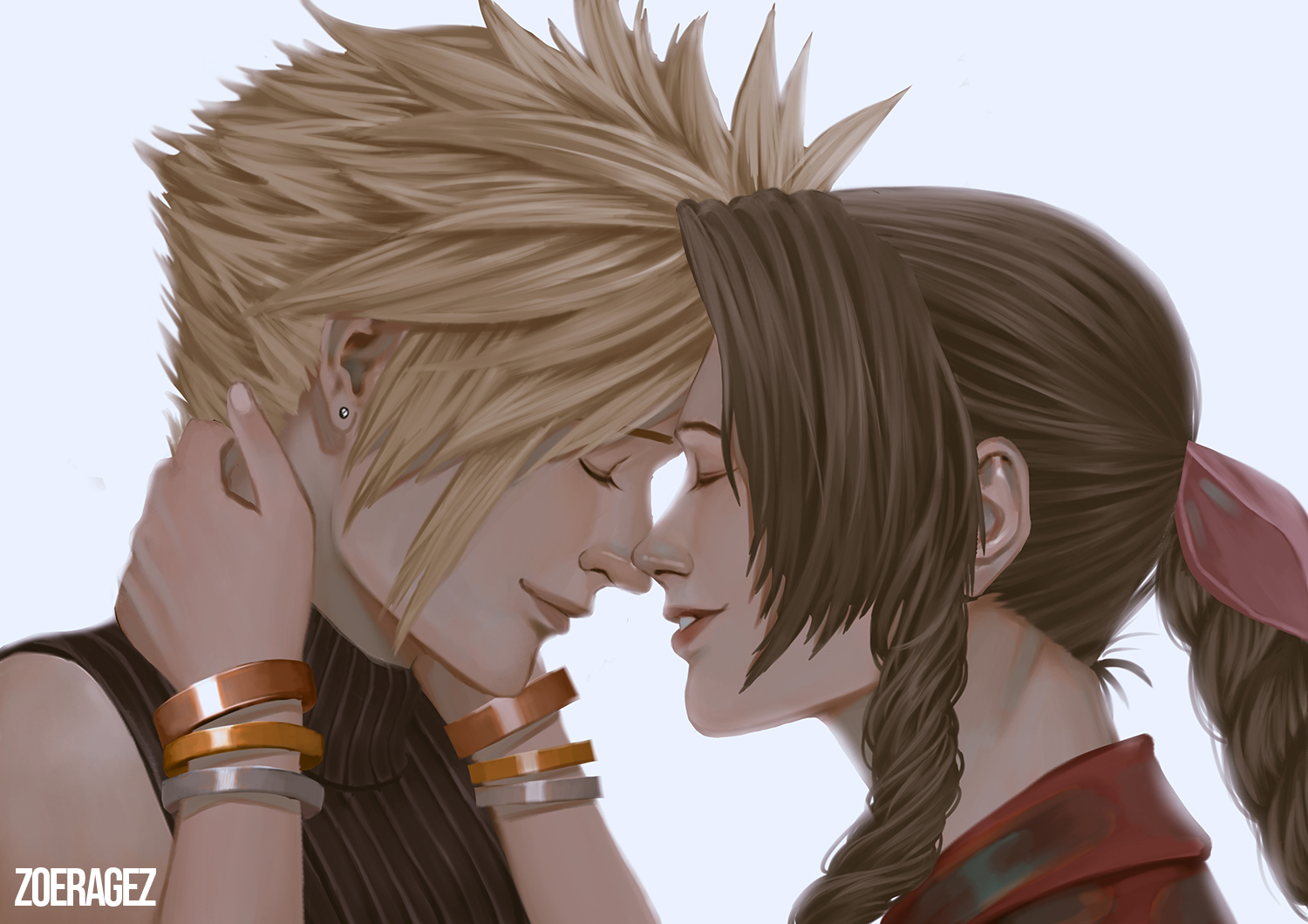 Final Fantasy Cloud And Aerith Kiss