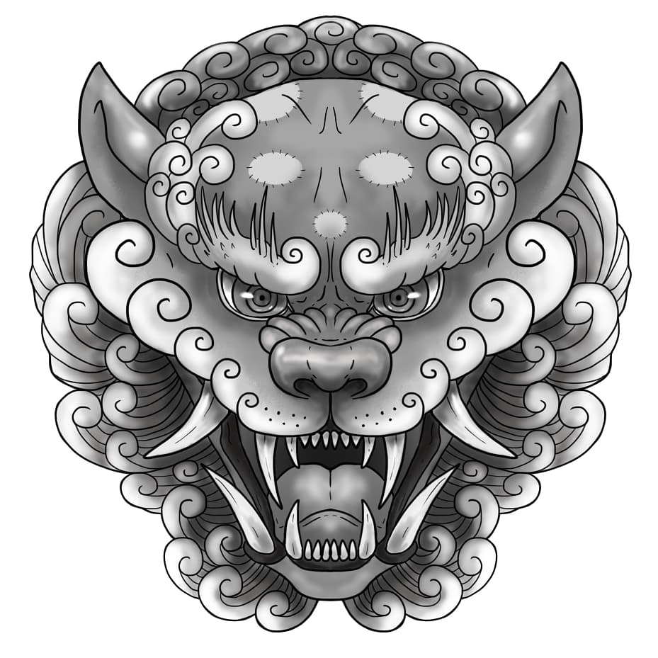 Fu Dog Head Tattoo Designs